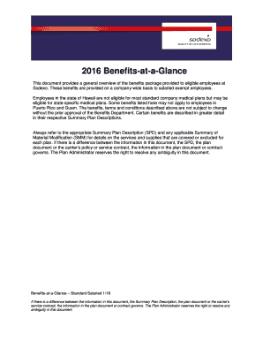 Fillable Online At a Glance Salaried 2 22 16 all benefits - sodexousa ...