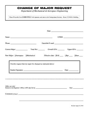 Fillable Online CHANGE OF MAJOR REQUEST - University of Florida Fax Email Print - pdfFiller