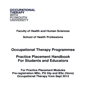Fillable Online Occupational Therapy Programmes Practice Placement ... Fax Email Print - pdfFiller