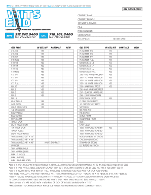 Fillable Online Print GEL FORM FINAL 06 - Wits End Fax Email Print ...