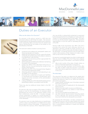 Fillable Online Duties of an Executor Fax Email Print - pdfFiller