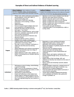 Fillable Online Examples of Direct and Indirect Evidence of Student ...