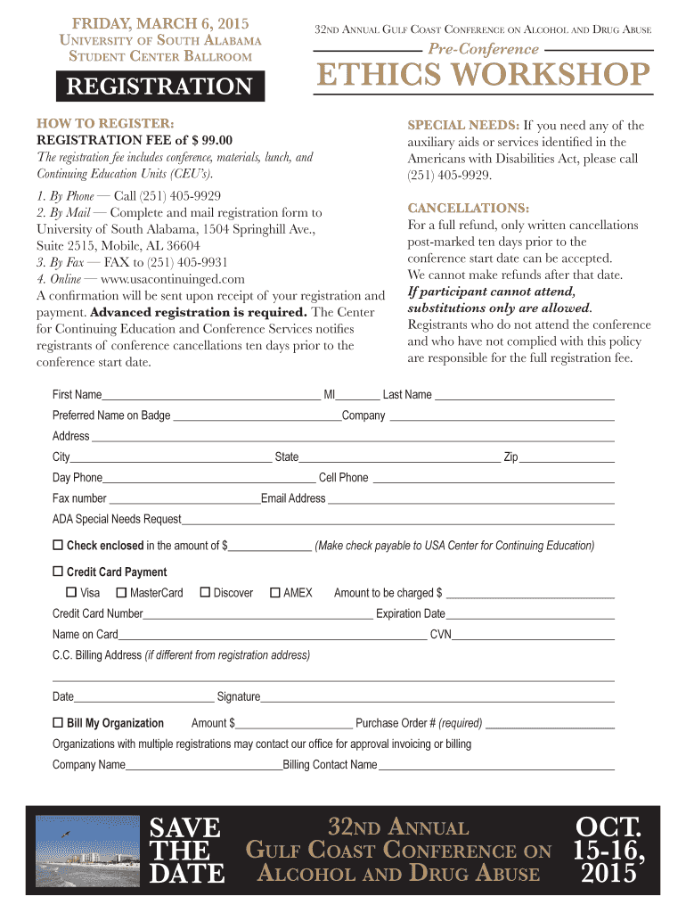 Fillable Online southalabama ethics workshop - University of South ...