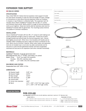 Fillable Online EXPANSION TANK SUPPORT 598-021AB - Sioux Chief Fax ...