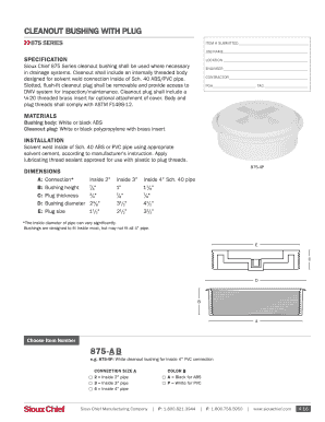 Fillable Online cleanout bushing with plug 875-ab - Sioux Chief Fax Email Print - pdfFiller