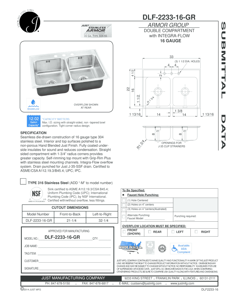 Fillable Online DLF-2233-16-GR - Just Manufacturing Fax Email Print ...