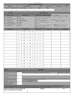 Fillable Online Catch Disposal Record Form. Catch Disposal Record Form ...
