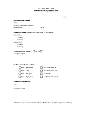 Fillable Online lib utah Exhibition Proposal Form - Marriott Library ...