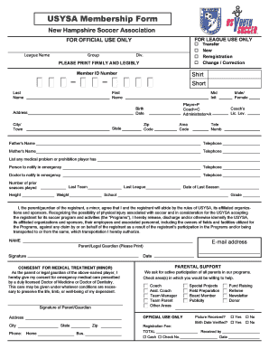 Fillable Online manchestersoccerclub USYSA Membership Form - Manchester ...