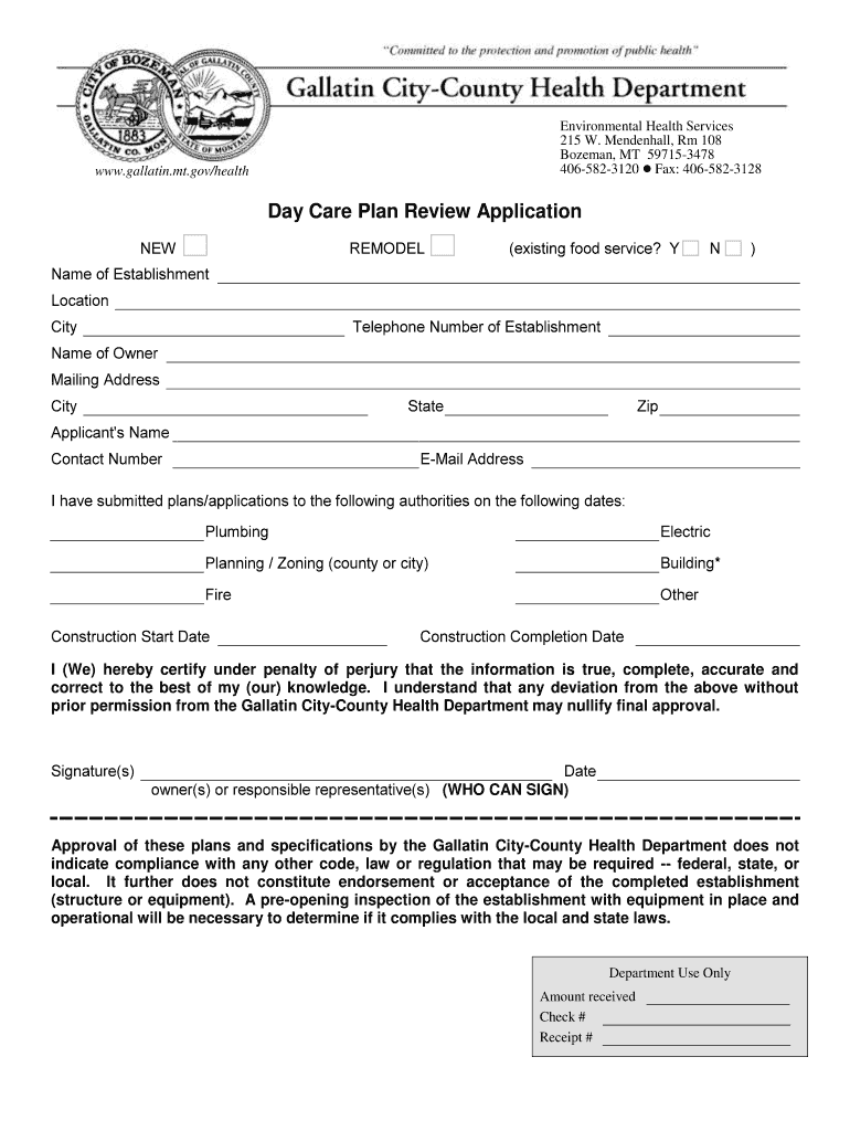 Fillable Online healthygallatin Day Care Plan Review Application - Healthy Gallatin Fax Email ...