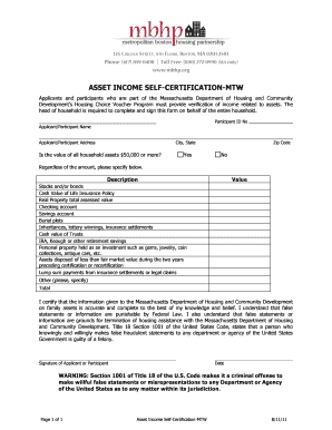 Fillable Online mbhp ASSET INCOME SELF-CERTIFICATION-MTW - mbhp Fax ...