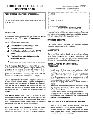 Fillable Online ANKLE/HINDFOOT FUSION CONSENT FORM Fax Email Print ...