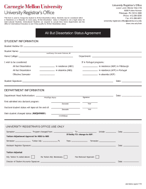 Fillable Online cmu ABD Status Agreement Fax Email Print - pdfFiller