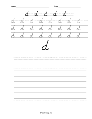 Fillable Online D'Nealian Manuscript Lower Case Letters - Letter d ...