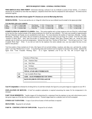 Fillable Online Individuals claiming a refund of city tax withheld in ...