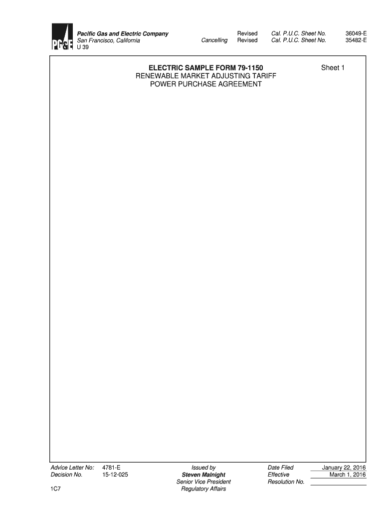 Fillable Online ELECTRIC SAMPLE FORM 79-1150 Sheet 1 RENEWABLE ... Fax ...
