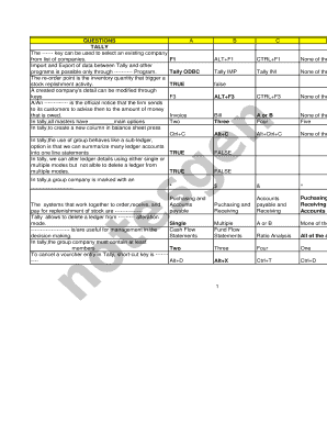 Fillable Online QUESTIONS ABCD TALLY The ------ key can be used to ...