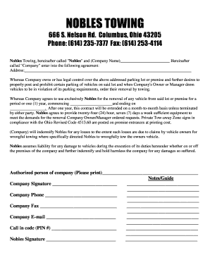 Fillable Online Impound Contract - Nobles Towing Fax Email Print ...