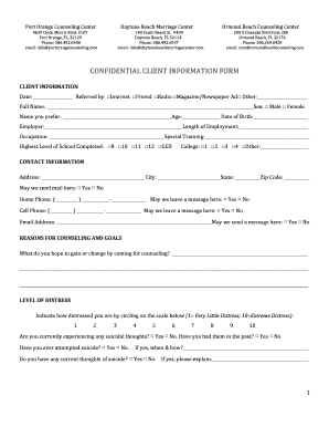 Fillable Online CONFIDENTIAL INTAKE FORMS Adult click to view and print ...