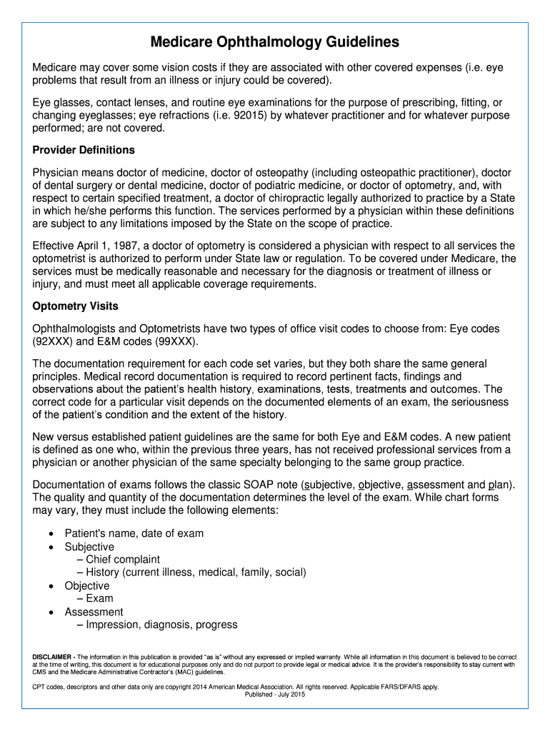 Fillable Online Medicare Ophthalmology Guidelines Fax Email Print ...