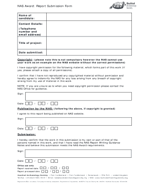 Fillable Online NAS Award: Report Submission Form Fax Email Print ...