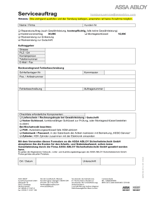 Fillable Online keso Serviceauftrag hamburg.service assaabloy - keso.de ...