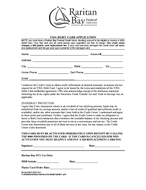 Fillable Online rbfcu visa debit card application - Raritan Bay Federal ...