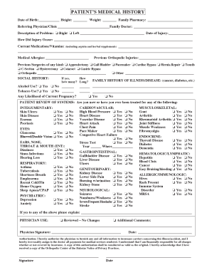 Fillable Online PATIENT S MEDICAL HISTORY - Avera Health Plans Fax ...