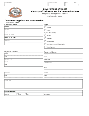 Fillable Online moic gov Customer Application Information. Application ...