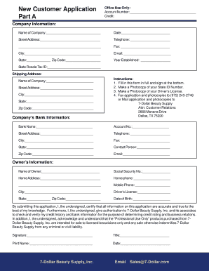 Fillable Online customer application template. customer application ...
