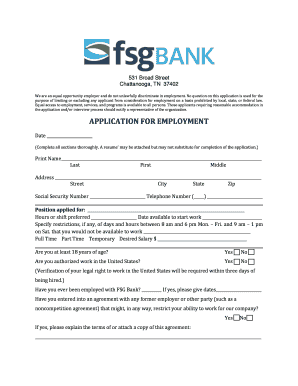 Fillable Online application for employment - FSG Bank Fax Email Print ...