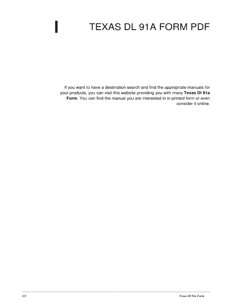 Fillable Online Texas Dl 91a Form. texas dl 91a form Fax Email Print ...