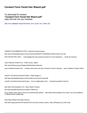 Fillable Online Consent Form Facial Hair Bleach - Pdfslibforyou.com Fax ...