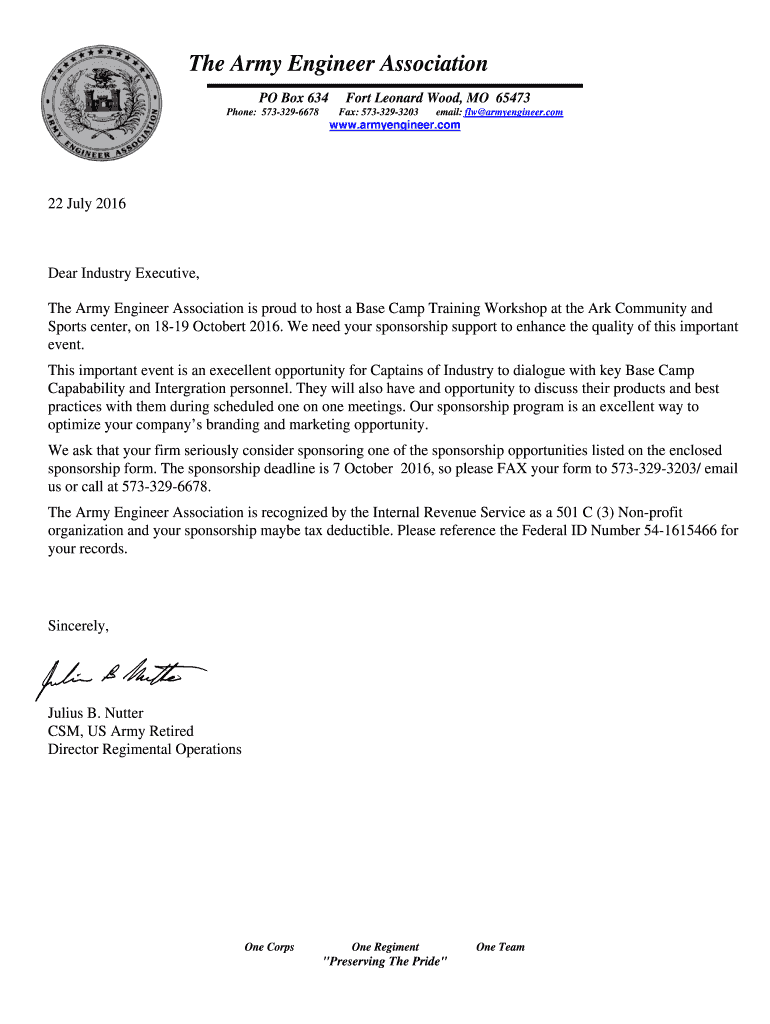 Fillable Online The Army Engineer Association Fax Email Print - pdfFiller