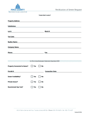 Fillable Online Pima County Wastewater Management Department Fax Email ...