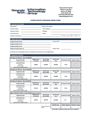 Fillable Online copier gatech copier service program order form Fax Email Print - pdfFiller
