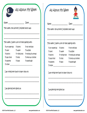 Fillable Online All About My Week - geewhizeducation.com Fax Email ...