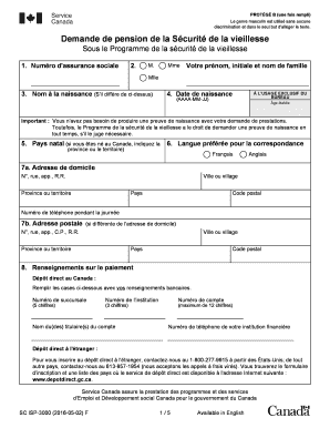 Fillable Online servicecanada gc Demande de pension de la S curit de la vieillesse Sous le ...