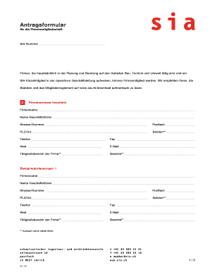 Fillable Online sia Antragsformular - sia.ch Fax Email Print - pdfFiller