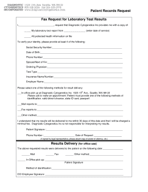 Fillable Online Patient Records Request Fax Request for Laboratory Test ...