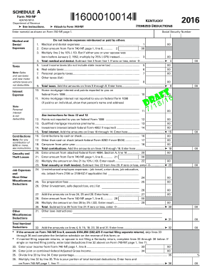 Fillable Online revenue ky SCHEDULE A 1600010014 K 2016 Attach to Form ...