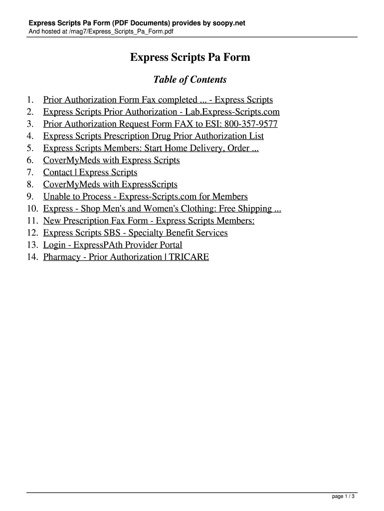 Fillable Online soopy Express Scripts Pa Form. Download PDF Express ...