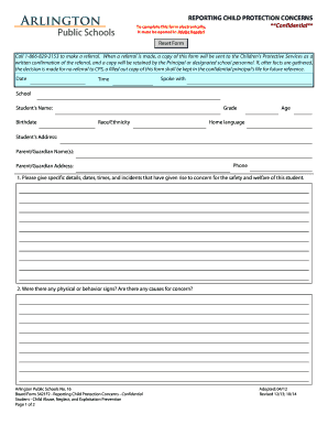 Fillable Online asd wednet reporting child protection concerns ...