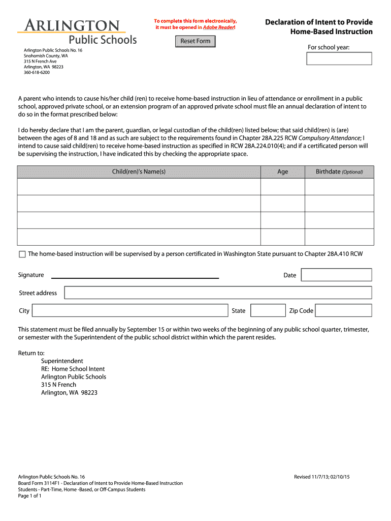 Fillable Online asd wednet To complete this form electronically ...