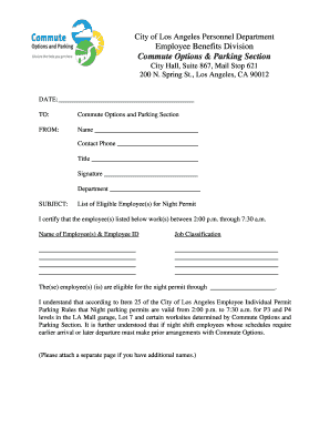 Fillable Online per lacity City of Los Angeles Personnel Department Employee Benefits ... Fax ...