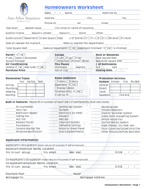 Fillable Online Homeowners Worksheet Fax Email Print - pdfFiller