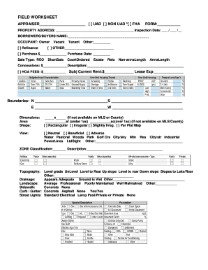 Fillable Online Field Worksheet UAD Fax Email Print - pdfFiller