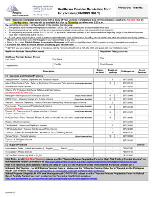 Fillable Online Healthcare Provider Requisition Form PHU Use Only Order No ... Fax Email Print ...