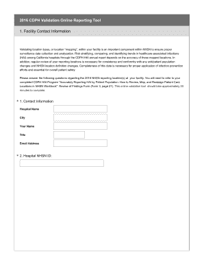 Fillable Online cdph ca PDF Version of 2016 Location Validation Submission Form Fax Email Print ...