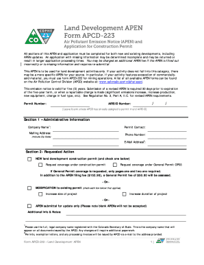 Fillable Online colorado Land Development APEN Form APCD-223 - colorado ...